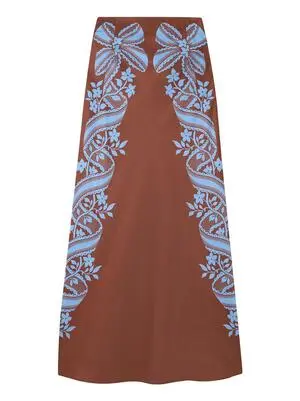 La DoubleJ Printed Satin Skirt - Brown