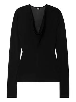 TOTEME Draped Jersey Top - Black