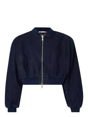 THE FRANKIE SHOP Micky Padded Denim Bomber Jacket - Dark Denim