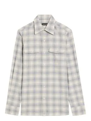 TOM FORD Checked Cottonflannel Shirt - Gray