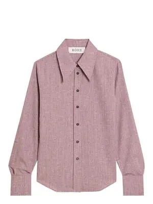 RÓHE Wool-blend Shirt With Buttoned Cuffs - Grape