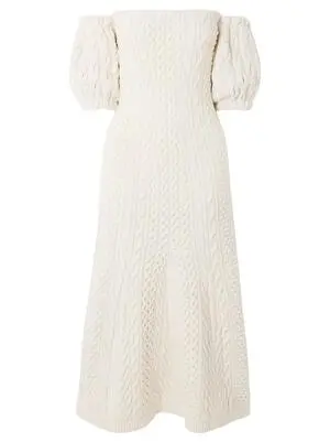 Gabriela Hearst Alastor Off-the-shoulder Cable-knit Maxi Dress - Ivory