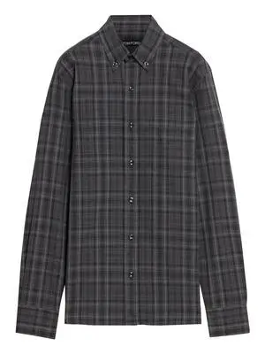 TOM FORD Checked Cottonflannel Shirt - Black