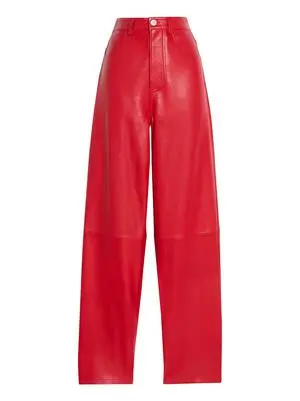 RÓHE Leather Straight-leg Pants - Red