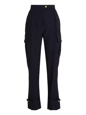 Alexander McQueen Pleated Twill Tapered Pants - Midnight Blue