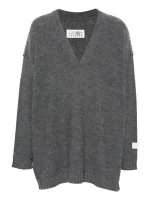 MAISON MARGIELA V-neck Drop Shoulder Sweater - Grey