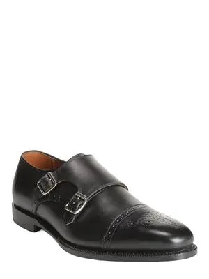Allen Edmonds Double Monk Strap Brogue Dress Shoe - Black Leather
