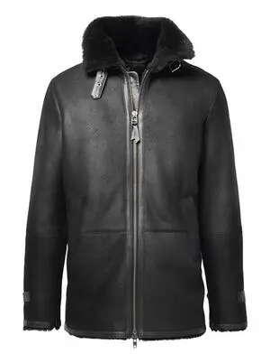 Allen Edmonds Shearling Aviator Jacket - Black
