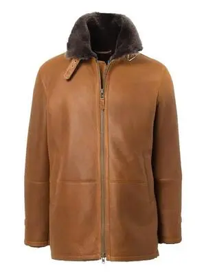 Allen Edmonds Shearling Aviator Jacket - Cognac
