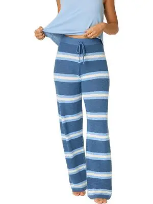PJ SALVAGE P.J. Salvage Striped Cotton Knit Wide Leg Pants