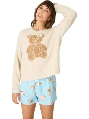 PJ Salvage Teddy Bear Graphic Snuggle Sweater - One-color
