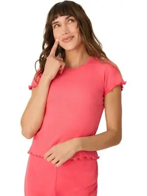PJ Salvage Brushed Pointelle Tee - Raspberry