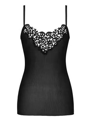 SAINT LAURENT Saint Laurent Ribbed Silk Guipure Trim Tank Top