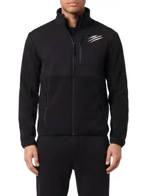PLEIN SPORT Zip-up Fleece Jacket - Black