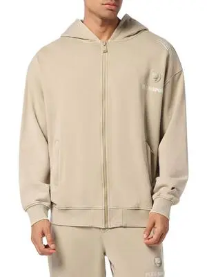 PLEIN SPORT Zip-up Hooded Sweatshirt - Beige