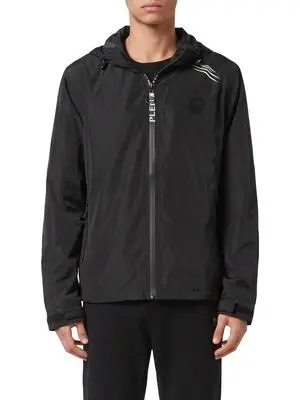 PLEIN SPORT Zip-up Hooded Jacket - Black
