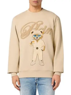 Philipp Plein Embellished Bear Crewneck Sweatshirt - Beige