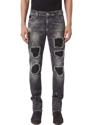 Philipp Plein Philipp Plein Distressed Moto Jeans Grey
