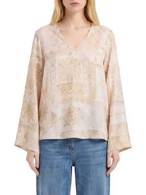 Momoni Printed Blouse - Yellow Cream