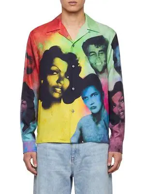 Versace Graphic Print Silk Shirt With A Cuban Collar - Multicolor