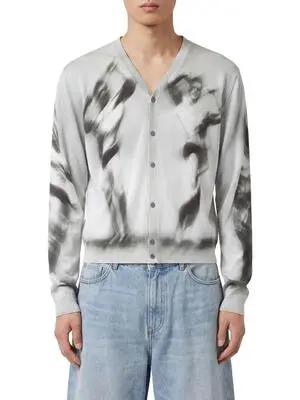 Versace Printed V-neck Cardigan - Grey