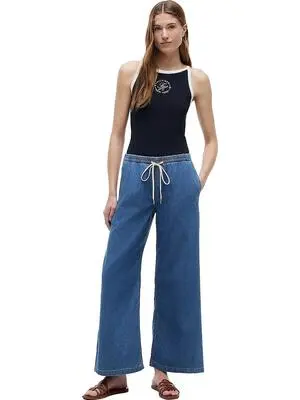 Tommy Hilfiger Mid-rise Wide Leg Pull-on Jean - Blue