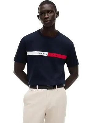 Tommy Hilfiger Men's Colorblock Flag Stripe Logo T-shirt - Navy
