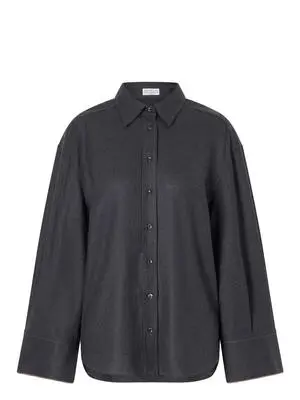 Brunello Cucinelli Oversized Wool Shirt - Gray