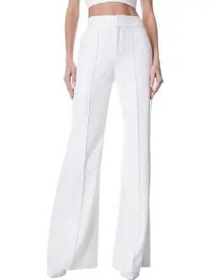 Alice + Olivia Dylan Vegan Leather Wide Leg Pants - Ecru