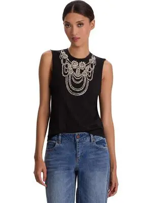 Alice + Olivia Embellished Tank Top - Black