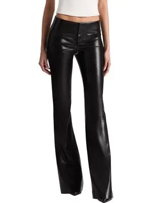 Alice + Olivia Vegan Leather Bootcut Pants - Black