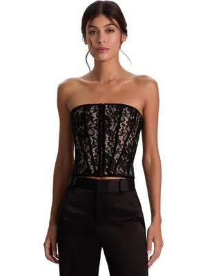 Alice + Olivia Cosette Lace Corset Top - Black/almond