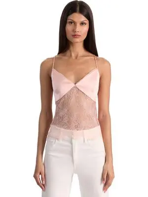 Alice + Olivia Julietta Lace Tank - English Rose