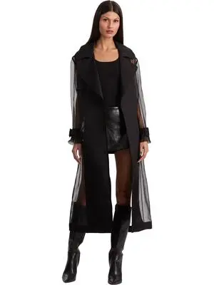 Alice + Olivia Sheer Maxi Trench Coat - Black