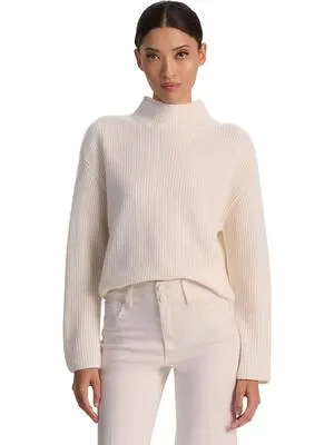 Alice + Olivia Alice + Olivia Nance Cashmere Ribbed Turtleneck Sweater Ecru