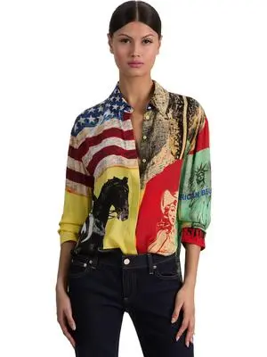 Alice + Olivia Alice + Olivia Dimitra Oversized Striped Button-Down Shirt Stateside Classic
