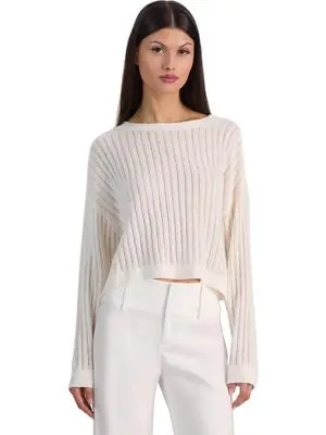 Alice + Olivia Mitchell Lightweight Textured Pullover - Soft White
