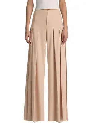Alice + Olivia Ainslie Pleated Cropped Wide-leg Pants - Sand