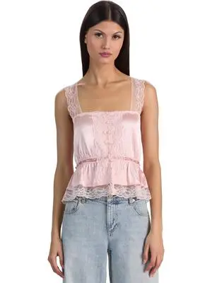 Alice + Olivia Annabeth Cropped Tank - English Rose