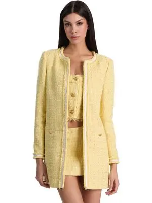 Alice + Olivia Kidman Long Tweed Jacket - Butter