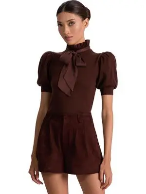 Alice + Olivia Chase Puff Sleeve Sweater - Dark Chocolate