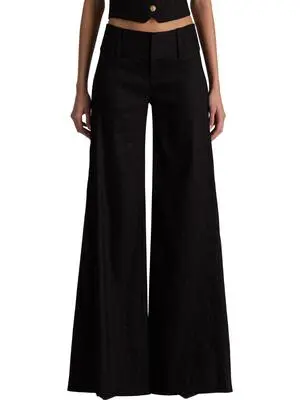 Alice + Olivia Olivia Wide Leg Linen Blend Pants - Black
