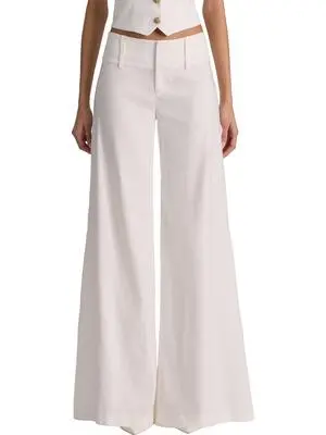 Alice + Olivia Olivia Wide Leg Linen Blend Pants - Off White