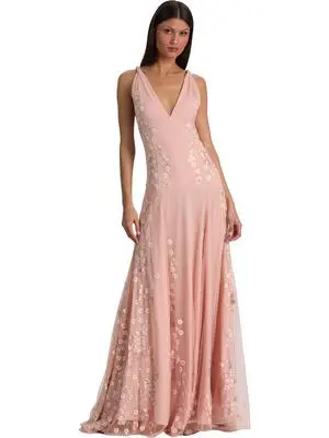 Alice + Olivia Andrina Embellished Gown - Pearl Blush Multi