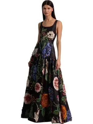 Alice + Olivia Maxine Embellished Gown - Magic Garden Black