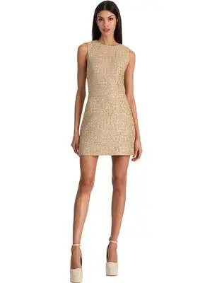 Alice + Olivia Cade Embellished Tweed Mini Dress - Pale Gold