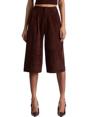 ALICE + OLIVIA Alice + Olivia Suede Wide Leg Cropped Trousers