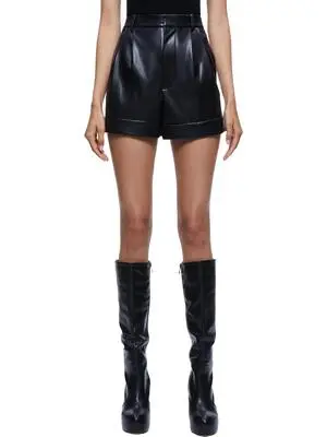 Alice + Olivia Conry Vegan Leather Shorts - Black