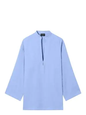 Giorgio Armani Giorgio Armani V-Neck Hemp Shirt Light Blue