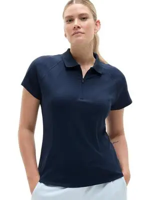 Athleta Short Sleeve Zip Up Polo Shirt - Eclipse